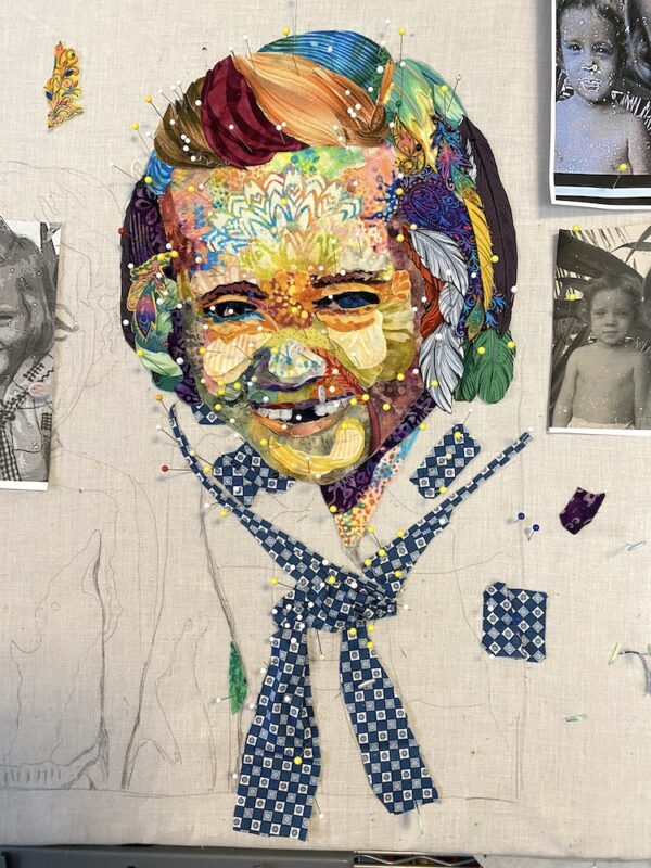NOT On the Road: My First Portraits Only Online Fabric Collage Class ...