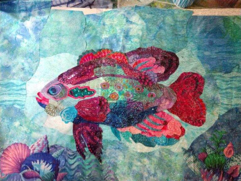 Susan Carlson Fabric Collage Finish Line: Summer Fish-Tales | Susan ...
